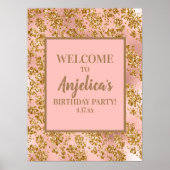 Elegant Pink Gold Glitter Girl's Birthday Party Poster | Zazzle