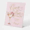 Elegant Pink Gold Open Bar Pedestal Sign | Zazzle