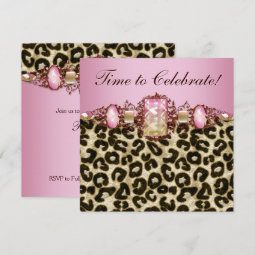 Elegant Pink Gold Pink Leopard Birthday Party Invitation | Zazzle