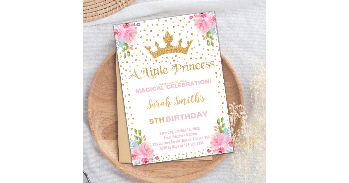 Elegant Pink & Gold Royal Party Card | Zazzle