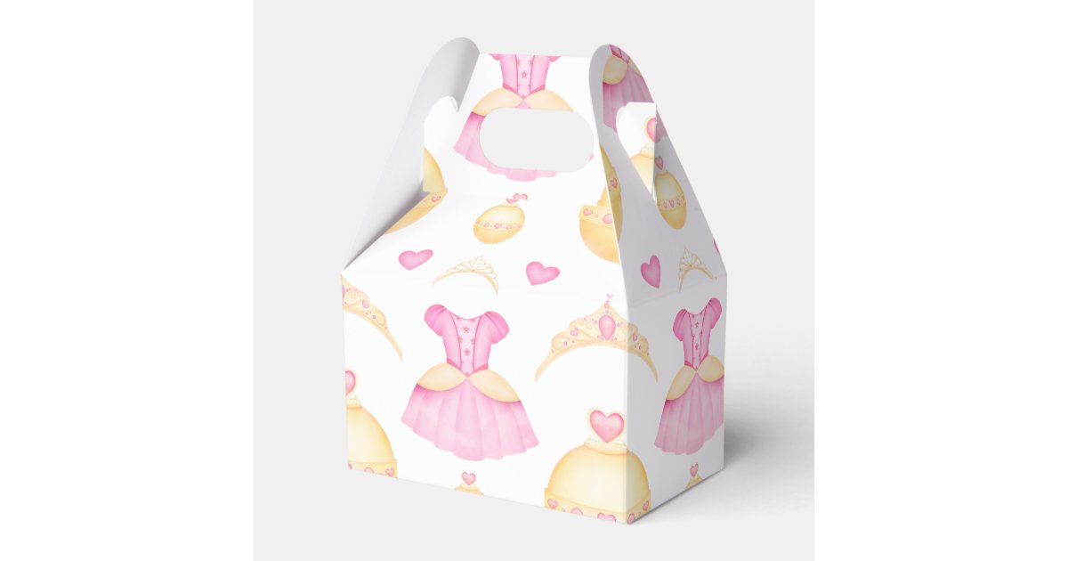 Elegant Pink & Gold Watercolour Princess Tiara Favor Boxes | Zazzle
