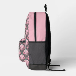Elegant Pink Gray Art Deco Vintage Pattern Printed Backpack | Zazzle