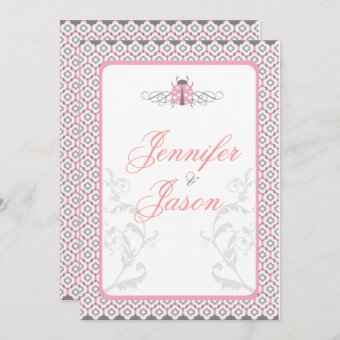 Elegant Pink & Gray Garden Wedding Invitations | Zazzle