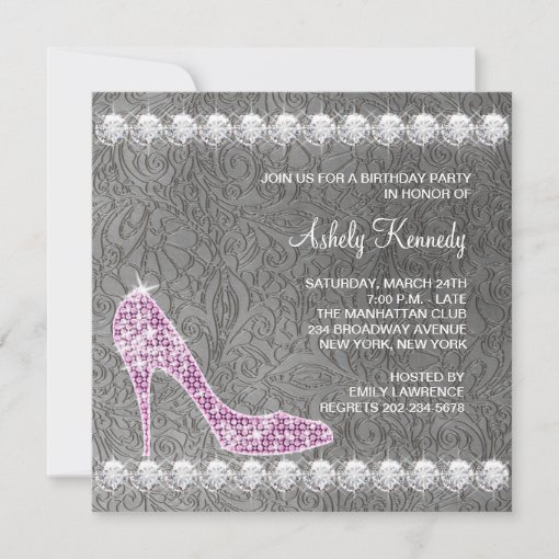Elegant Pink High Heel Shoe Birthday Party Invitation | Zazzle