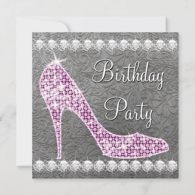 Elegant Pink High Heel Shoe Birthday Party Invitation | Zazzle