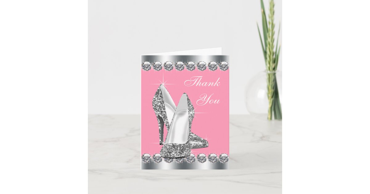 Elegant Pink High Heel Shoe Thank You Cards | Zazzle
