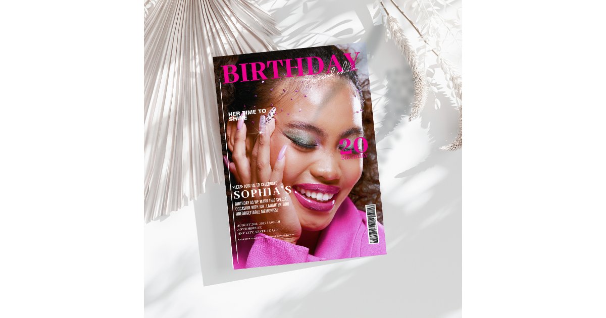 Elegant pink Magazine cover 30th Birthday Invitation | Zazzle