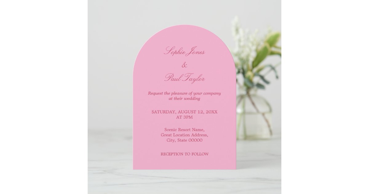 Elegant Pink Magenta Arch Wedding Invitation | Zazzle