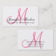Elegant Pink Monogram Custom Mommy Calling Card | Zazzle