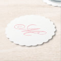 Elegant Pink Monogram Initial Paper Coaster | Zazzle
