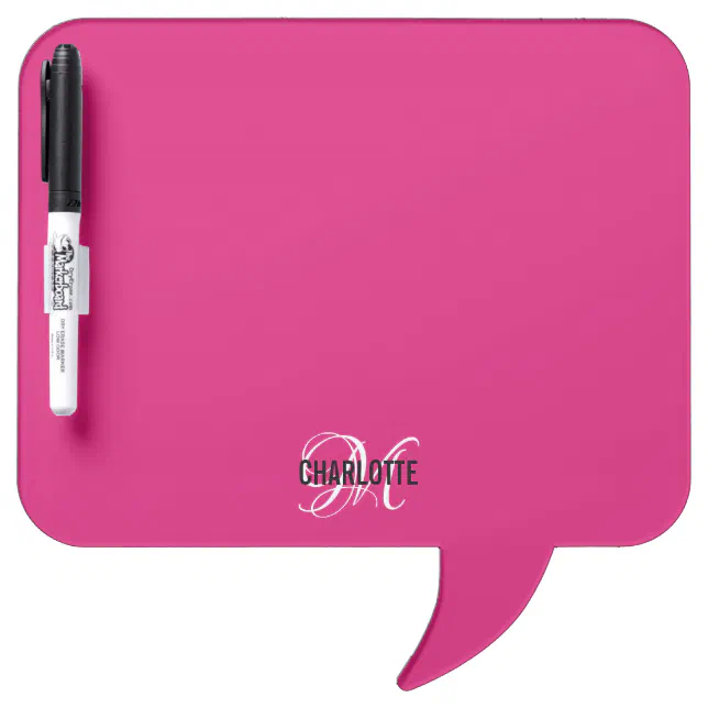 Elegant pink monogram name dry erase board | Zazzle