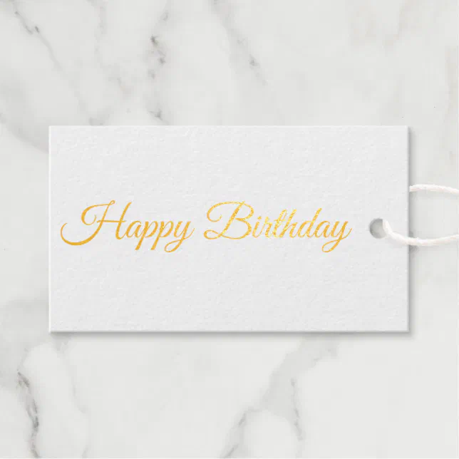 Elegant Pink monogrammed - Birthday golden Foil Gift Tags | Zazzle
