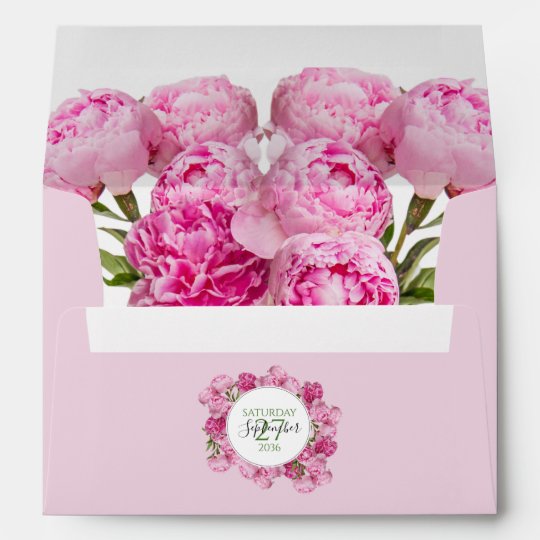 Elegant Pink Peonies 5x7 Wedding Invitation Envelope | Zazzle.com
