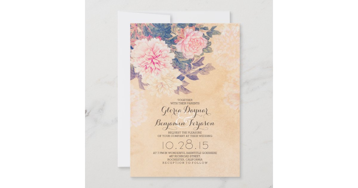 Elegant pink peonies wedding invitation | Zazzle