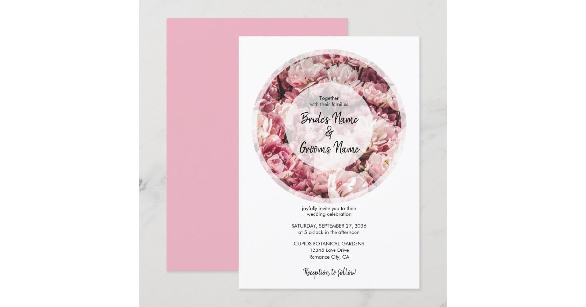 Elegant Pink Peonies Wedding Invitations | Zazzle
