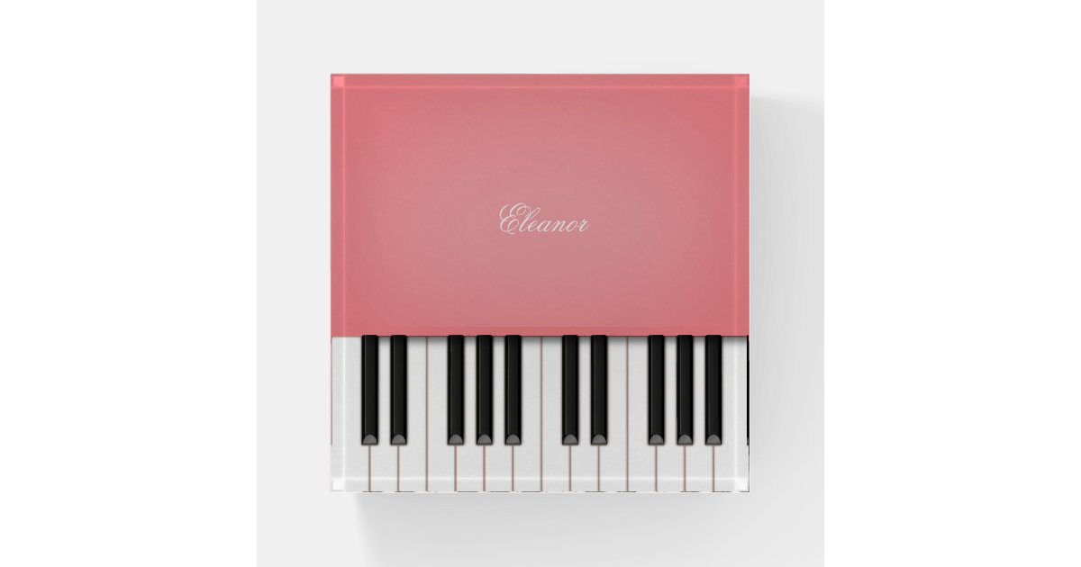 Elegant Pink Piano Custom Name and/or Job Title Paperweight | Zazzle