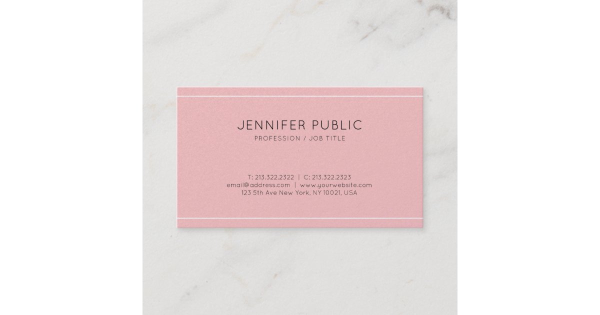Elegant Pink Plain Luxury Premium Pearl Finish Business Card | Zazzle
