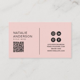 Elegant Pink QR Code Monogram Logo Boho Girly Business Card | Zazzle