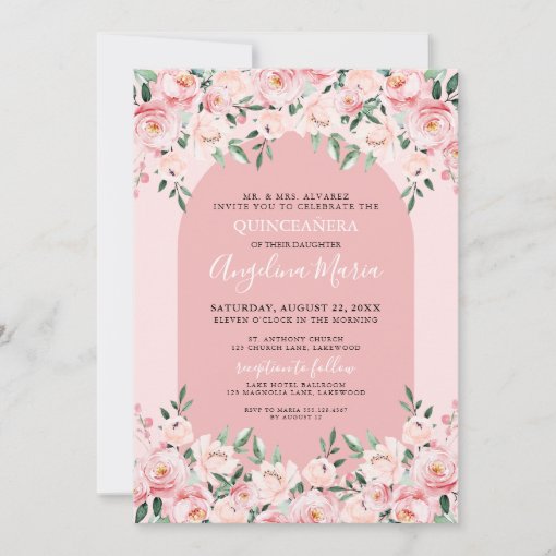 Elegant Pink Quinceanera Invitation | Zazzle
