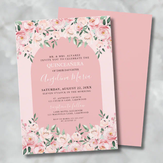 Elegant Pink Quinceanera Invitation | Zazzle
