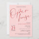 Elegant Pink & Red Script Logo Business Open House Invitation | Zazzle