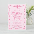 Elegant Pink Ribbon Bow Christmas Party Invitation | Zazzle
