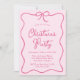 Elegant Pink Ribbon Bow Christmas Party Invitation | Zazzle