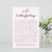 Elegant Pink Ribbon Find The Guest Bingo Game | Zazzle