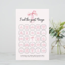 Elegant Pink Ribbon Find The Guest Bingo Game | Zazzle