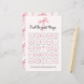 Elegant Pink Ribbon Find The Guest Bingo Game | Zazzle