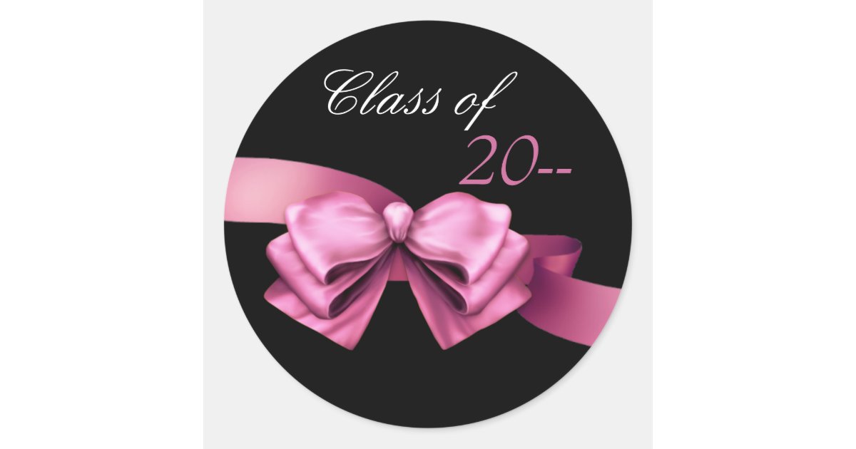 Elegant Pink Ribbon Graduation Stickers | Zazzle