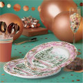 Elegant Pink Rococo Holiday Dining Paper Plates | Zazzle