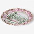 Elegant Pink Rococo Holiday Dining Paper Plates | Zazzle
