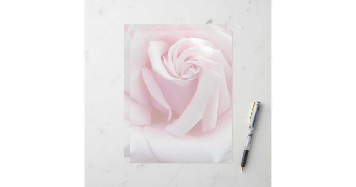 Elegant Pink Rose Bloom Floral Stationery Paper | Zazzle.com