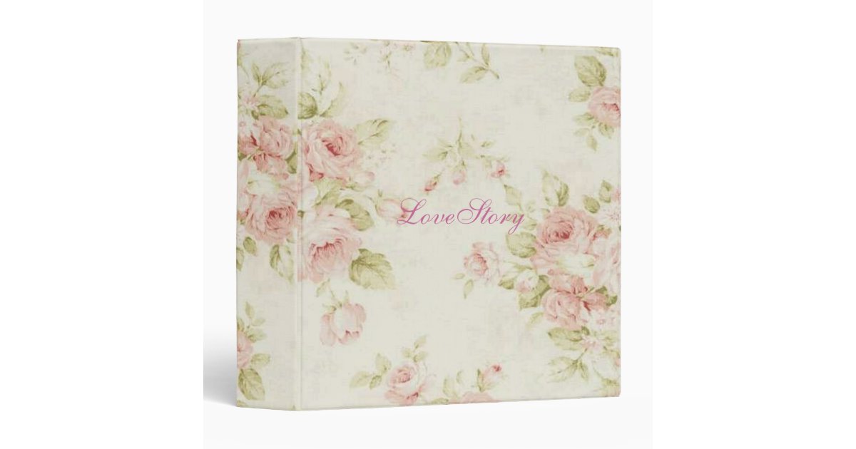 elegant Pink rose Floral vintage Bridal Shower 3 Ring Binder | Zazzle