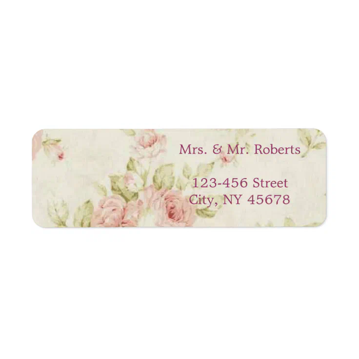 elegant Pink rose Floral vintage wedding Label | Zazzle
