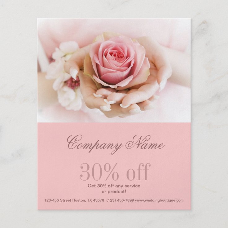 elegant pink rose flower wedding florist flyer | Zazzle
