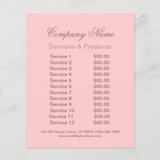 elegant pink rose flower wedding florist flyer | Zazzle