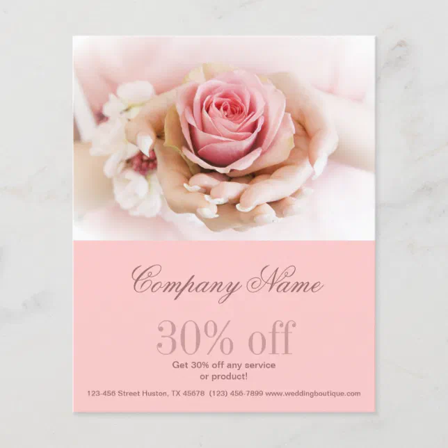 elegant pink rose flower wedding florist flyer | Zazzle