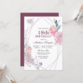 Elegant Pink Rose Geometric 18th Birthday Party Invitation | Zazzle