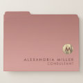 Elegant Pink Rose Gold Monogram File Folder | Zazzle