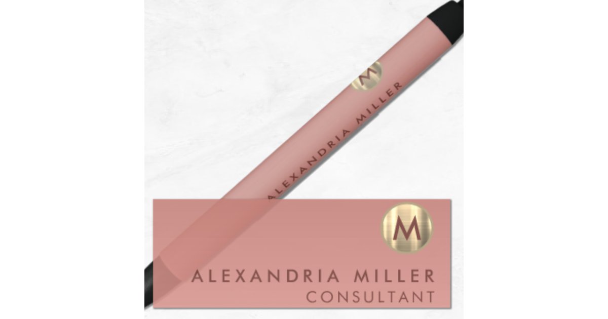 Elegant Pink Rose Gold Monogram Pen | Zazzle