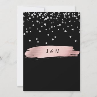 Elegant Pink Rose Gold Silver Black Wedding Invitation | Zazzle