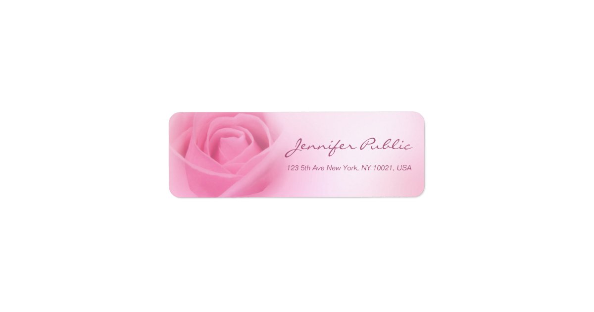 Elegant Pink Rose Handwritten Script Template Label | Zazzle