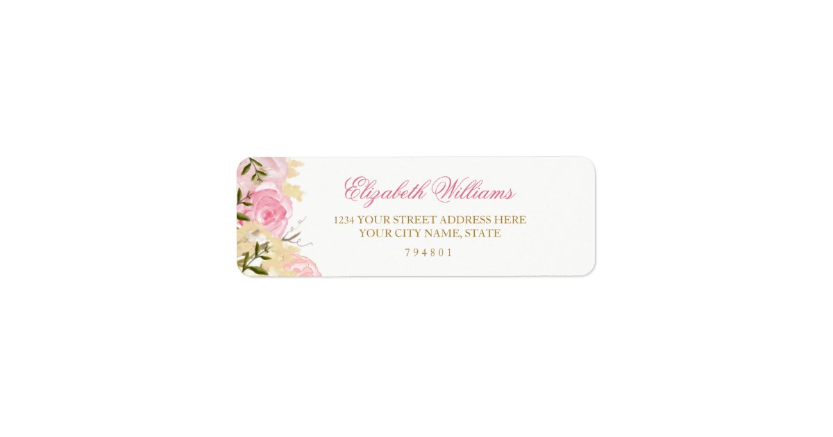 Elegant Pink Rose Return Address Label | Zazzle