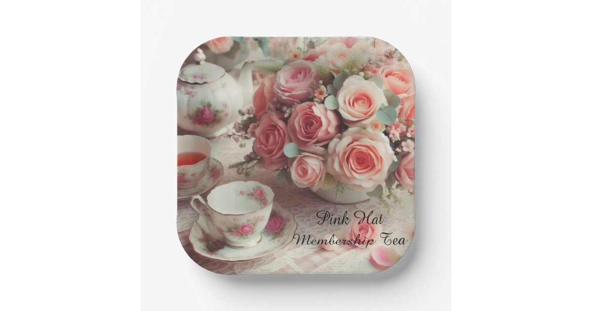 Elegant Pink Rose Tea Party Paper Plate | Zazzle