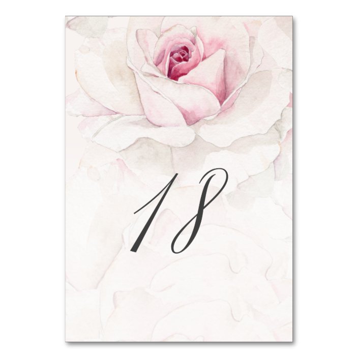 Elegant Pink Rose Watercolor Floral No 18 Wedding Table Number | Zazzle.com