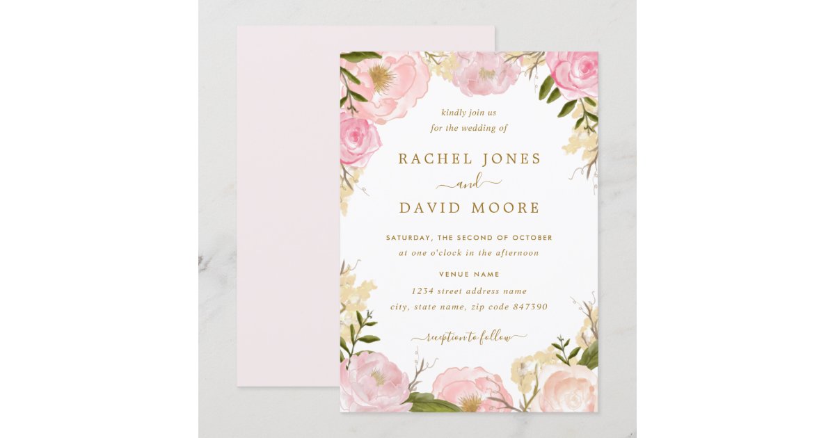 Elegant Pink Rose Wedding Invitation | Zazzle