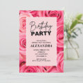 Elegant Pink Roses Floral 91st birthday Invitation | Zazzle