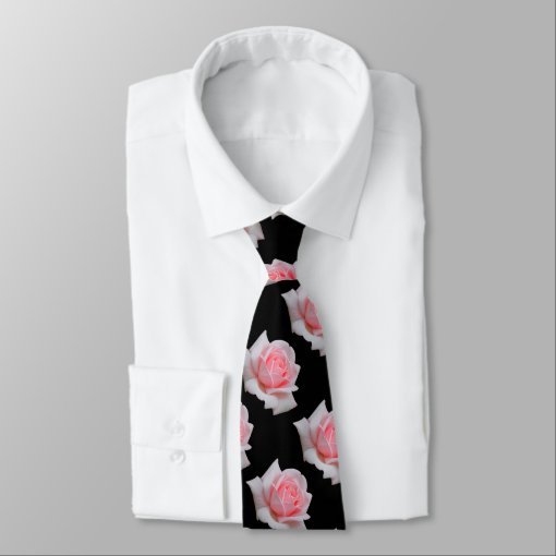 Elegant Pink Roses Floral Neck Tie | Zazzle